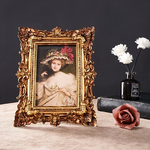 1PC European-style Golden Oak Leaf Pattern Decorative Photo Frame Resin ...
