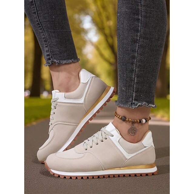 Baskets de jogging beiges classiques rétro pour femmes – chaussures de ...