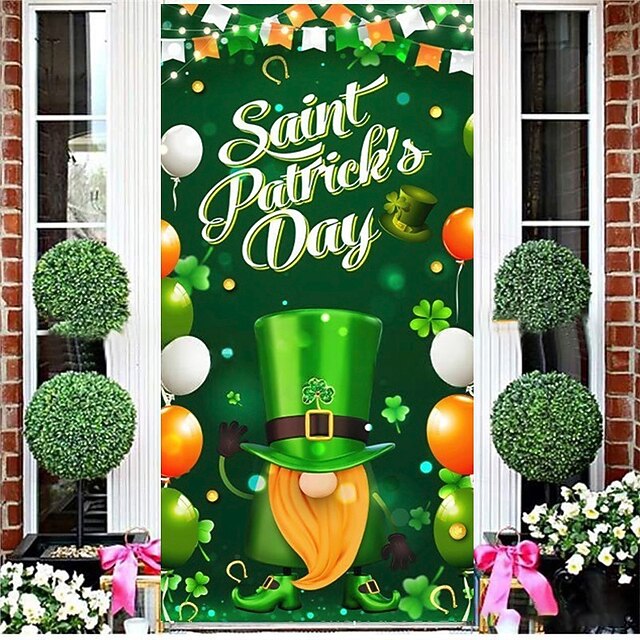 St Patrick's Day Flag, Irish Clover & Green Leaf Design, Half-Round ...