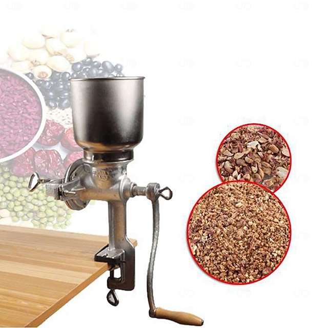 Hand Crank Grain Mill , Cast Iron Table Clamp Manual Corn Grain Grinder ...