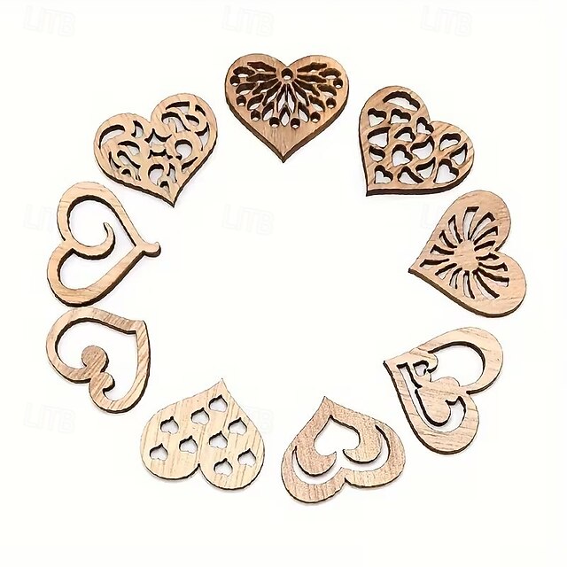 100 décorations en bois en forme de cœur creux pour la Saint-Valentin ...