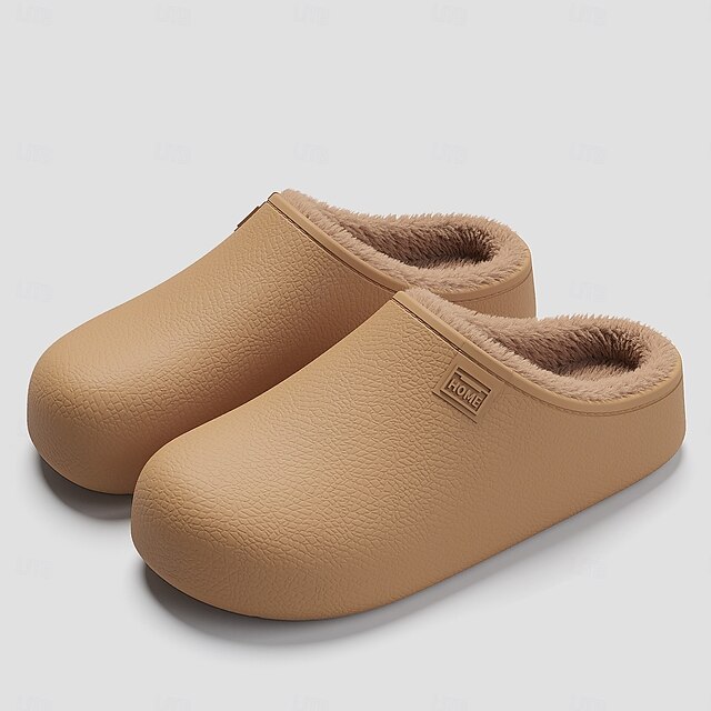 EVA Waterproof Cotton Slippers Winter Indoor Home Women Men Warm Plush ...