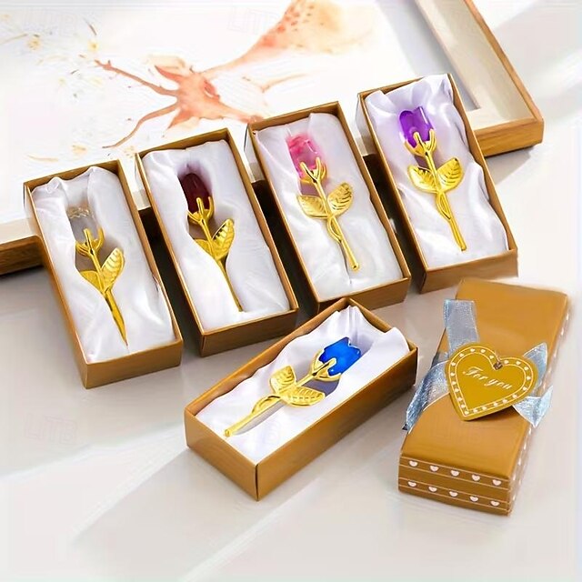 5-Piece Romantic Crystal Rose Set, Home Décor & Gift for Valentine’s ...
