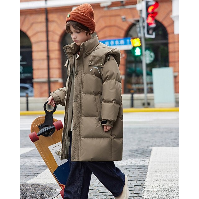 Kids Boys' Down Jacket Hoodie Jacket Puffer Jacket Outerwear Color ...