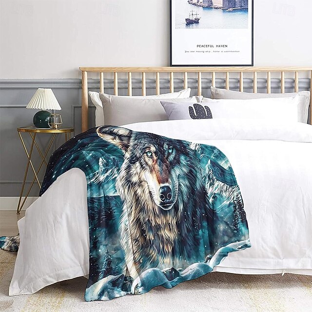 Blanket Fleece Throw Blanket for Couch Wolf Gift Classic 3D Fantasy ...