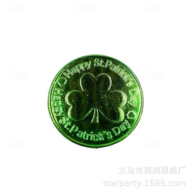 60 Pcs St. Patrick's Day Coins, Green and Gold Plastic Shamrock Coins ...