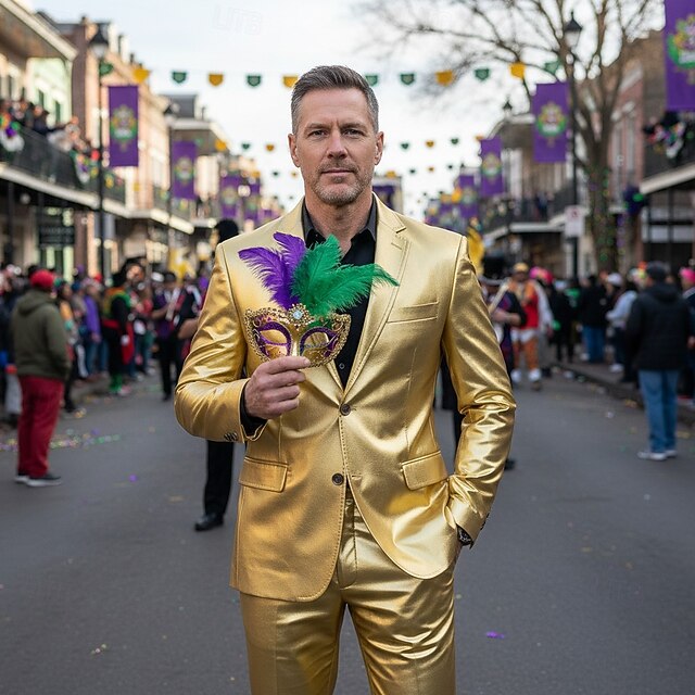 Mardi Gras 2026 Carnival Pants Suits & Blazers Lapel Collar Blazer ...