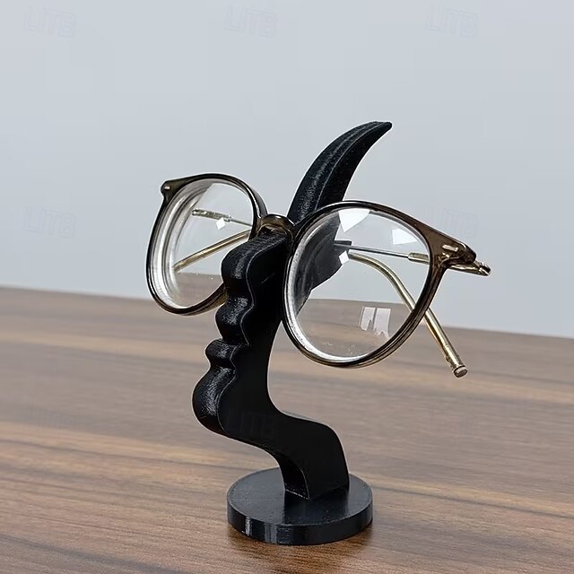 2PCS Face Shape Eyeglasses Holder Stand, Minimalist Black Glasses ...