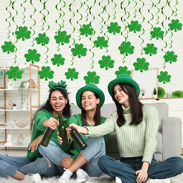 18 décorations suspendues en forme de trèfle pour la Saint-Patrick ...