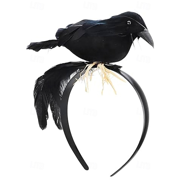 Women's Mardi Gras Black Raven Headband - Feathered Bird & Nest Costume ...