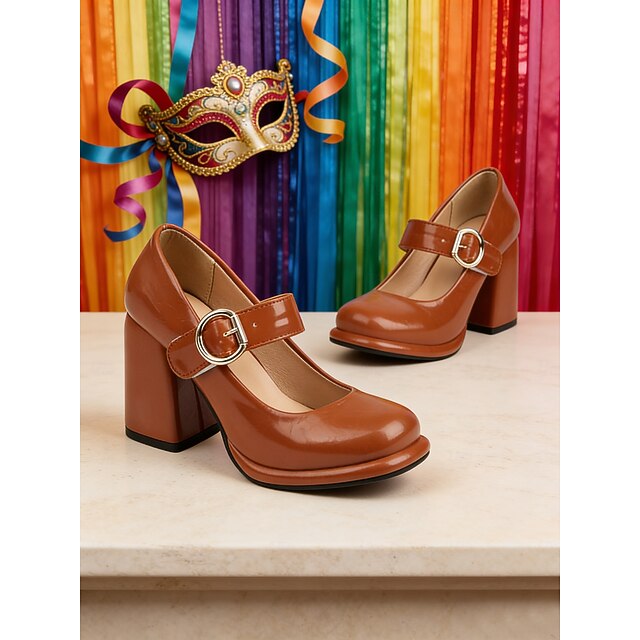 Women's Mardi Gras Red Platform Heels with Buckle – Retro Carnival ...