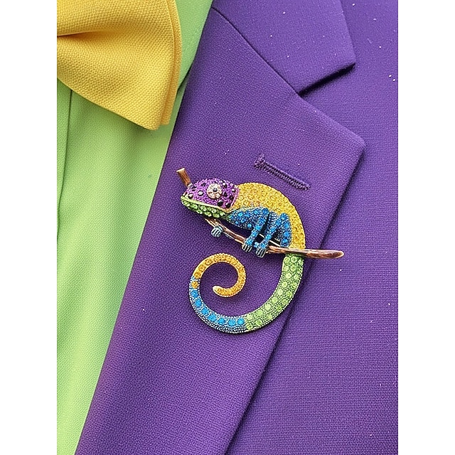 Men's Alloy Chameleon Brooch, Multiple Colors Available, Perfect for ...