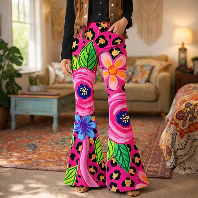 Retro Vintage Boho 1970s Pants Bell Bottom Pants Hippie Disco High ...