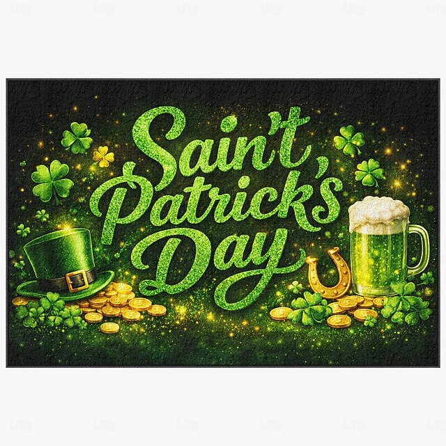 St Patrick's Day Doormat Saint Patricks Day Themed Design with Glittery ...
