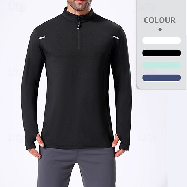 Men's Running T-Shirt Compression Shirt Running Shirt Zip Up Long ...