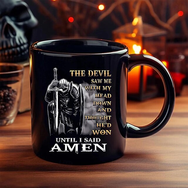 Inspirational Knight Quote Mug – 'The Devil Saw Me with My Head Down ...