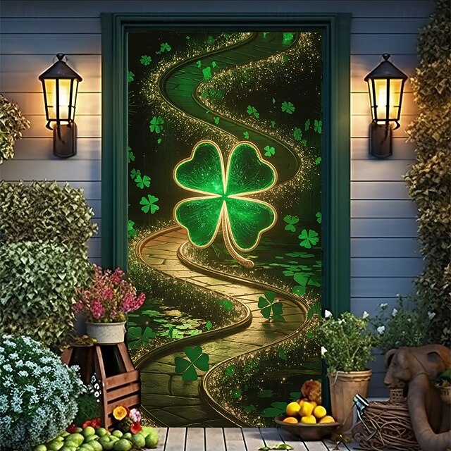 St. Patrick's Day Posters Door Cover Outdoor Banners Shamrock Cute 3D ...