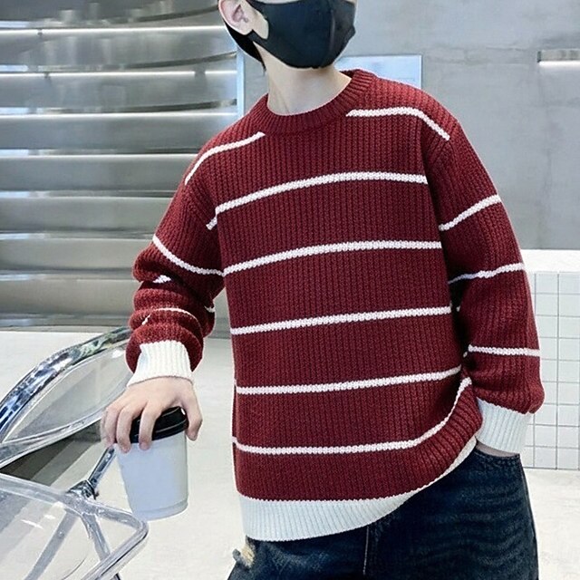 Toddler Boys' Sweater Stripe Long Sleeve Crewneck Casual Fashion Red ...