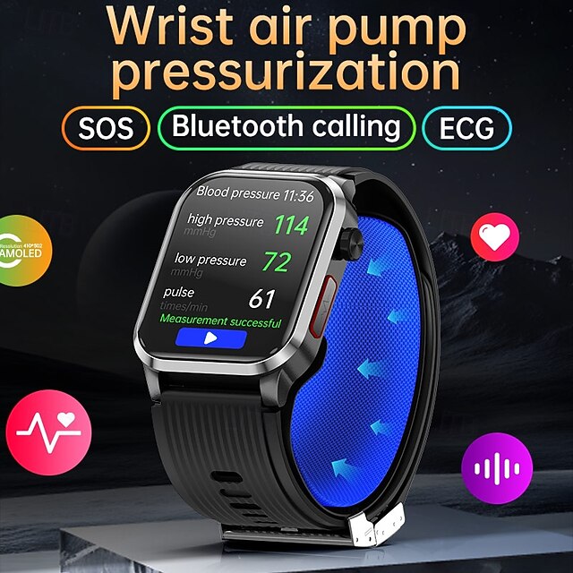 New AMOLED Bluetooth Smartwatch with Pump for Blood Pressure, Call, ECG ...