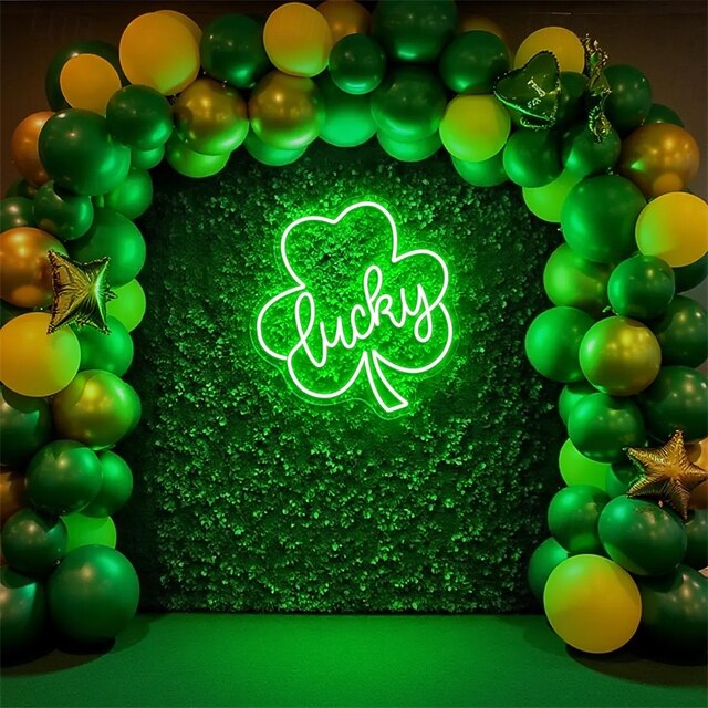Lucky Clover Neon Sign St. Patrick's Day Neon Decor Clover Light Wall ...