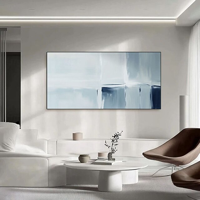 oil painting handmade Abstract Blue Wall Art for Living Room Large Size ...