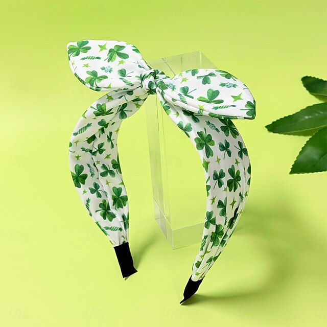 St. Patrick's Day Headbands for Women Girls, Green Shamrock Clover Bow ...