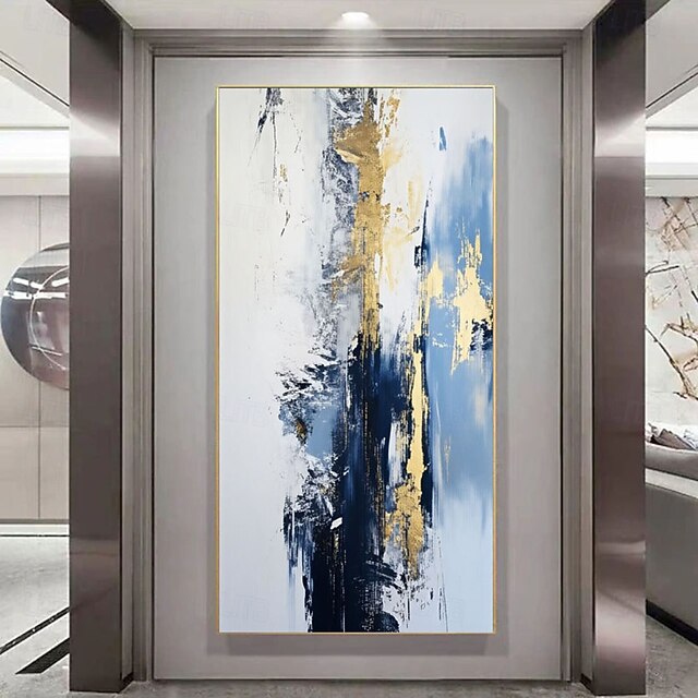 oil painting handmade Gold Leaf Plated Navy Blue 100% Hand Painted ...