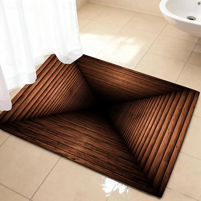 3D Optical Illusion Doormat Wooden Tunnel Design 2D Flat Print Warm and ...