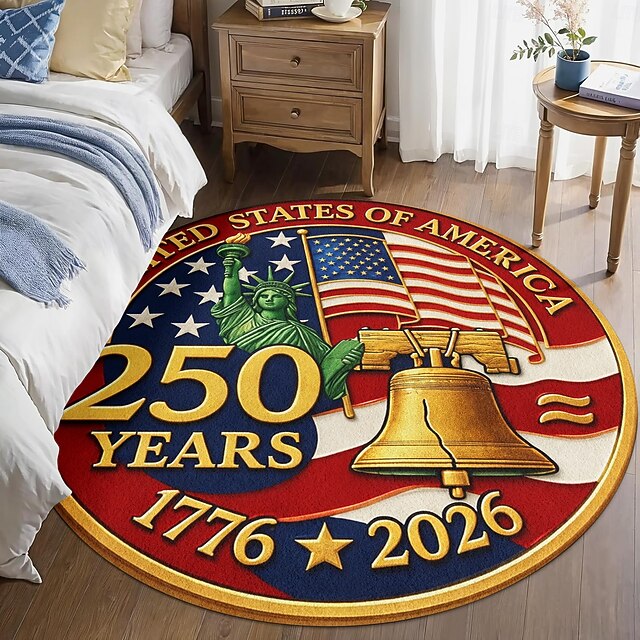 USA 250th Anniversary Round Area Rug Commemorative 250 Years 1776-2026 ...