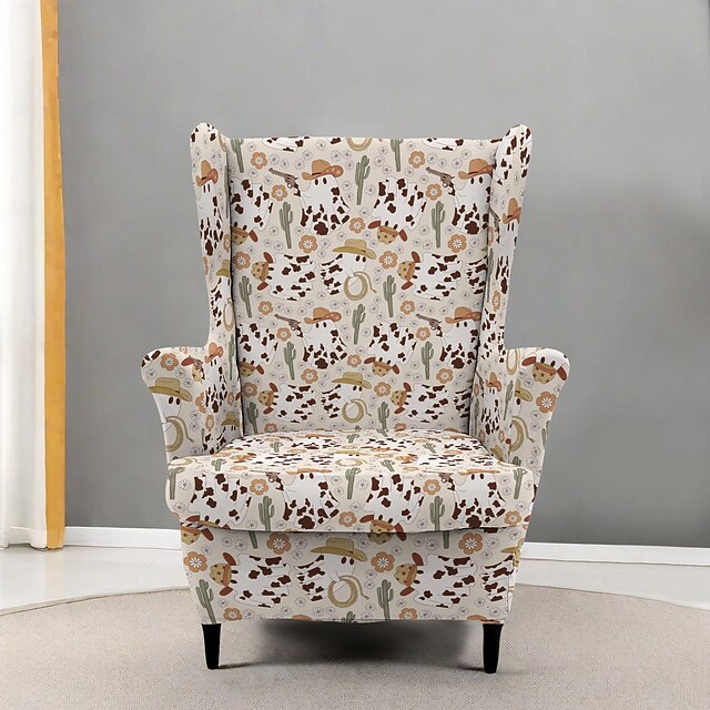 Wingback Chair Cover Floral Striped Geometric Printed Polyester ...