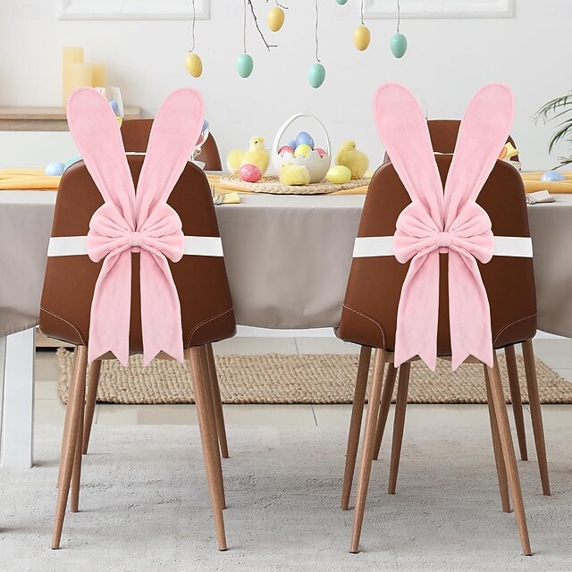 Easter Bunny Valentine's Day Rabbit Ears Chair Back Covers Set Cute ...