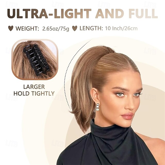 Clip on Ponytails for Women - 10 Inch Short Ponytail Extension ...