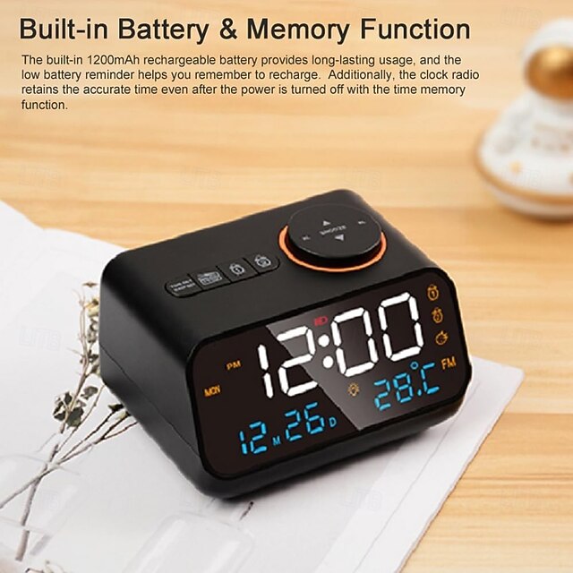 Alarm Clock Radio for Bedrooms Clock Radio with AM/FM Dual Alarm with ...