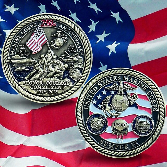 United States Marine Corps 250th Anniversary Challenge Coin Metal, USMC ...