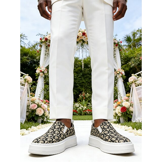 Men's Casual Wedding Fabric Comfortable Slip Resistant Loafer Black ...