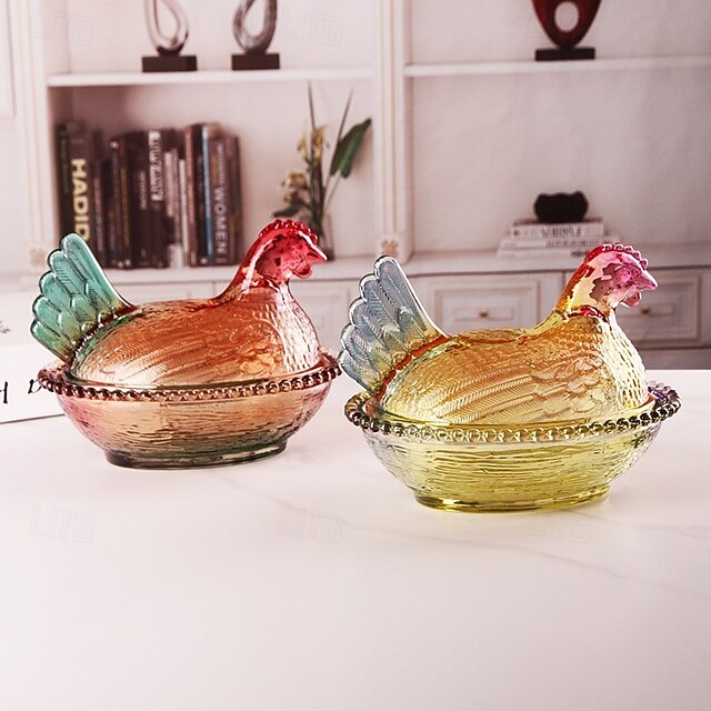 Vintage Glass Hen on Nest Dish Butter Dish with Lid, Large Pedestal ...