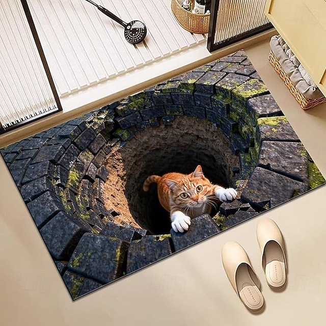 Front Door Visual Mat, 3D Optical Illusion All Weather Diatomaceous Mud ...