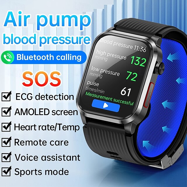 New AMOLED Bluetooth Smartwatch with Pump for Blood Pressure, Call, ECG ...