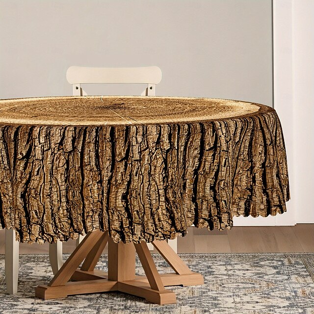 Vintage Log Theme Tablecloth with Wood Grain Pattern Rustic Cottage ...