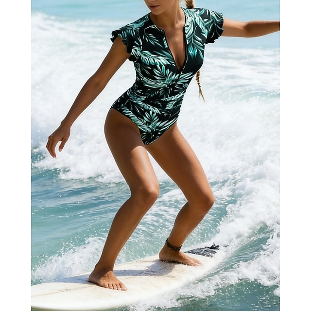 Women's Rash Guard Bathing Suit Swimsuits Tropical UV Protection High ...