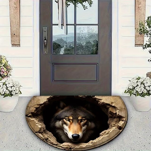 Half-Circle 3D Optical Illusion Doormat 2D Flat Print Featuring ...