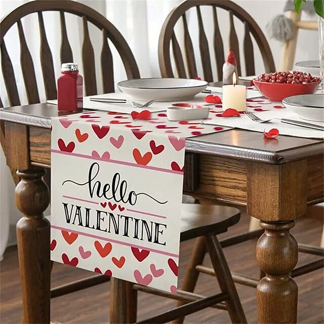 Valentine's Day Pink Heart Table Flag Placemats Party Decorations ...