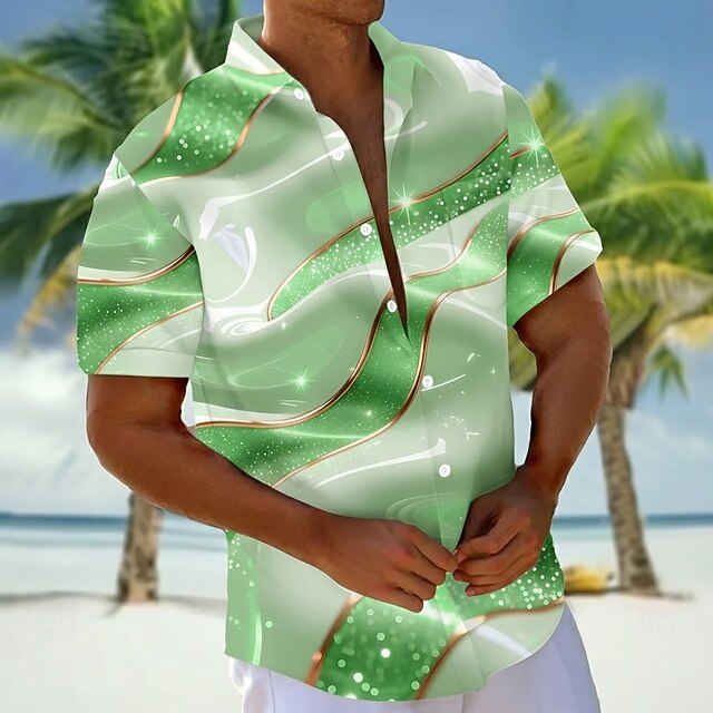 Men's Gradient Color Abstract Art Water Ripple Shirt Summer Shirt ...