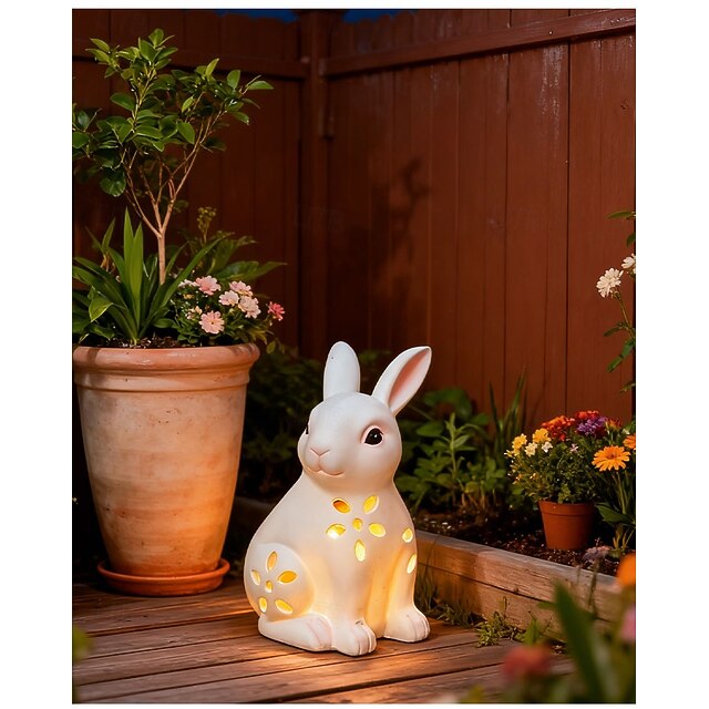 Easter Bunny Outdoor Solar Waterproof Hollow Resin Figurine Light ...