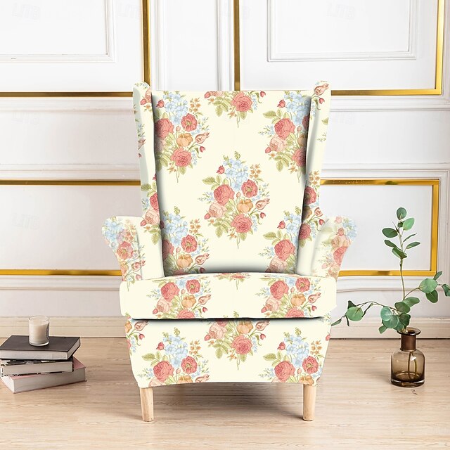 Wingback Chair Cover Floral Striped Geometric Printed Polyester ...