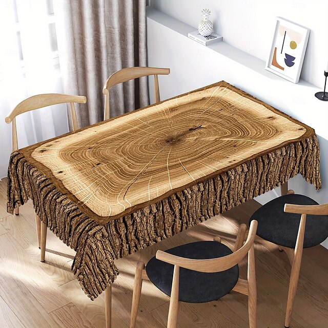 Vintage Log Theme Tablecloth with Wood Grain Pattern Rustic Cottage ...
