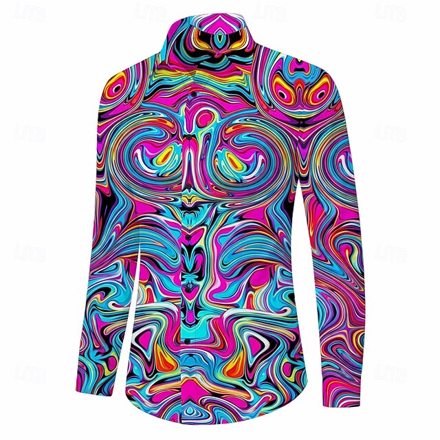 Retro Vintage 1970s Shirt Aloha Shirt Long Sleeves Hippie Fancy Dress ...