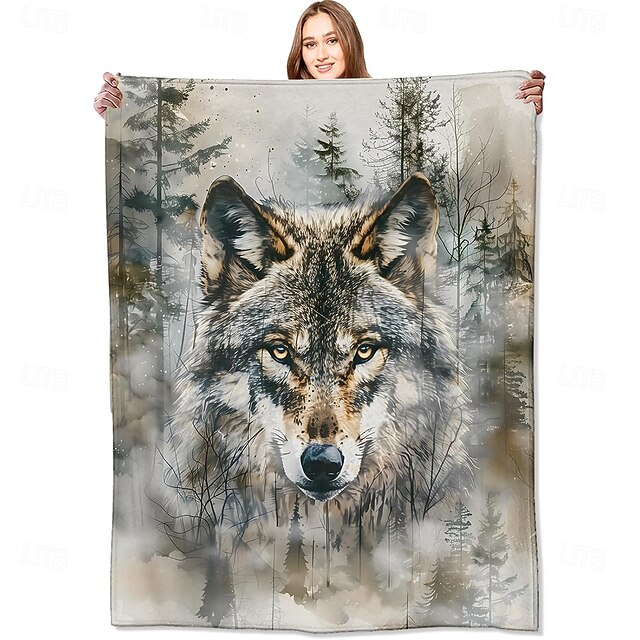Independence Day Fleece Throw Blanket for Couch Wolf Gift Classic ...