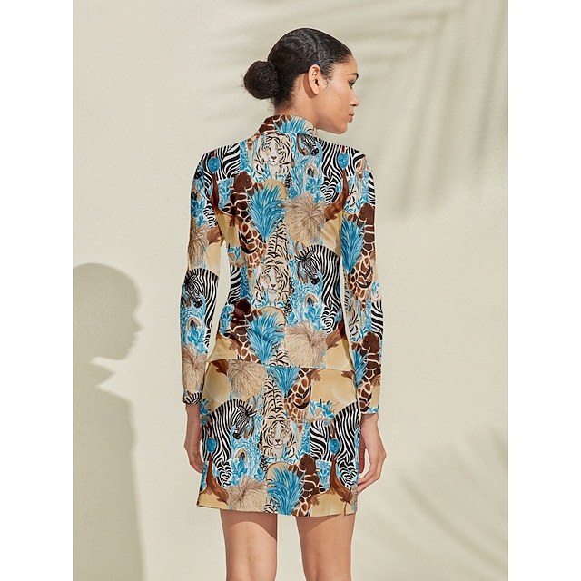 Women's Golf Polo Shirt Blue Long Sleeve Top Ladies Golf Attire Clothes ...