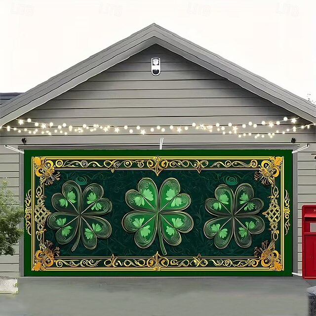 St. Patrick's Day Tapestry Garage Door Cover Large Hanging Backdrop Elf ...